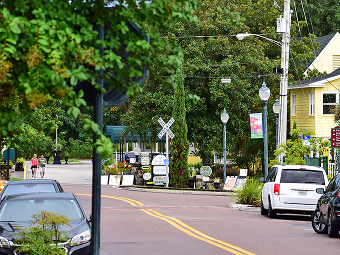 Mount Dora rises above typical Florida flatness like a Victorian lady refusing to follow the crowd.