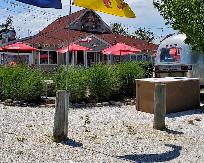 That weathered wood and nautical charm aren't just for show - they're the real deal at this authentic crab house experience.