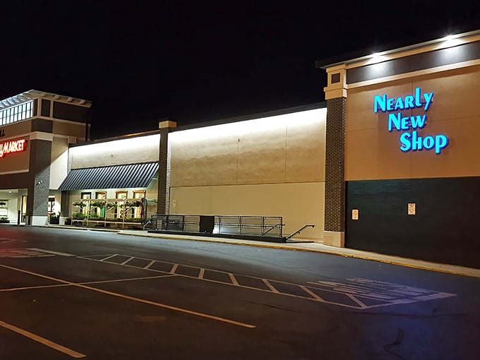 That sleek exterior promises upscale thrifting where every find feels like a designer discovery.