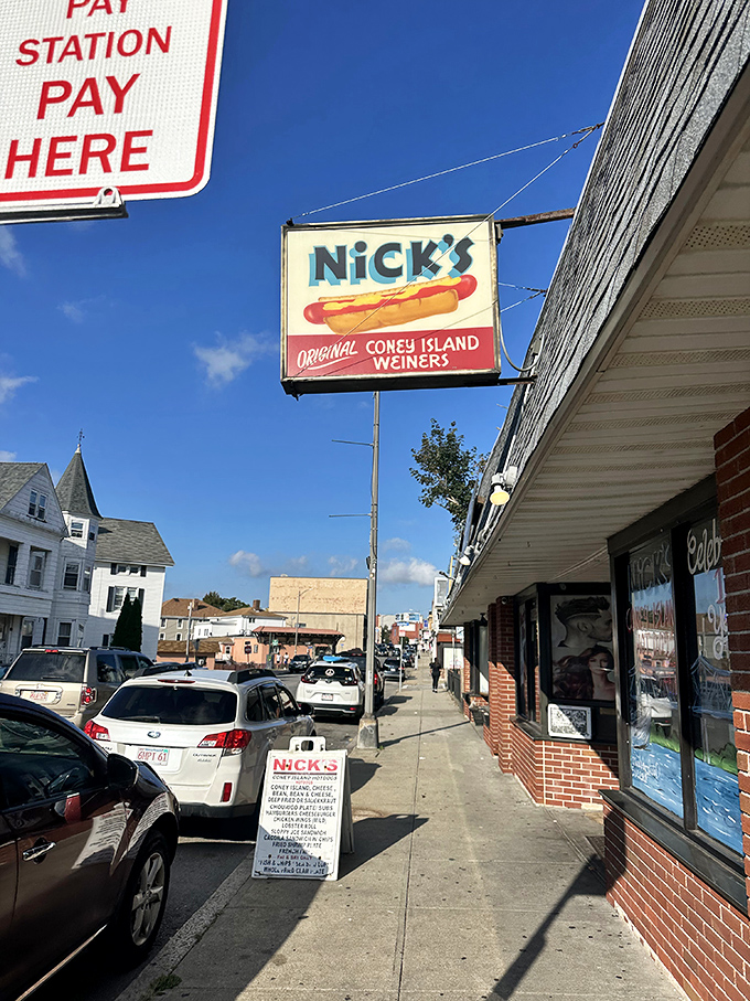 That vintage sign hanging over the sidewalk is Fall River's version of the North Star for hungry travelers.