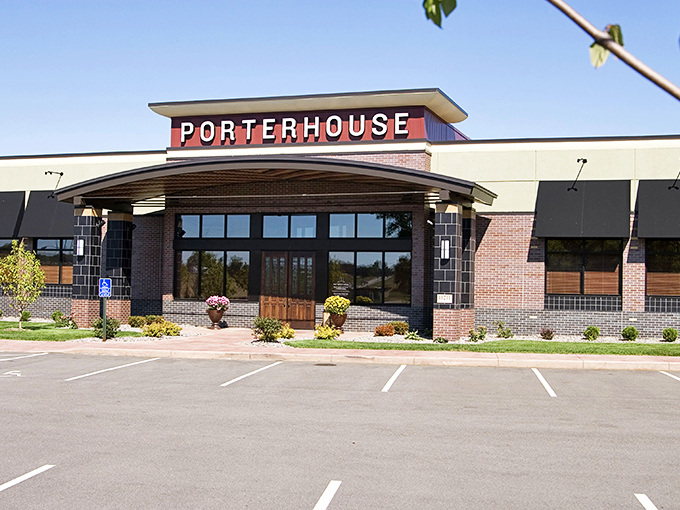 PORTERHOUSE's elegant entrance promises a dining experience where surf meets turf in perfect harmony.