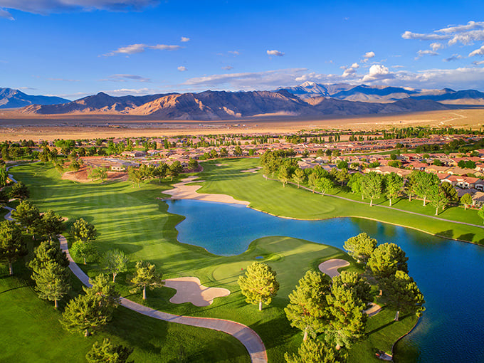 Pahrump's golf courses create emerald oases in the desert landscape. Those mountain views make even a bad golf swing worth the trip.
