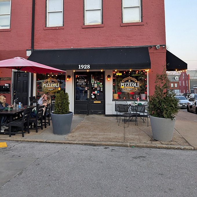 Pizzeoli's historic red brick building fits perfectly in Soulard. Those outdoor tables are calling your name on a perfect Missouri evening.