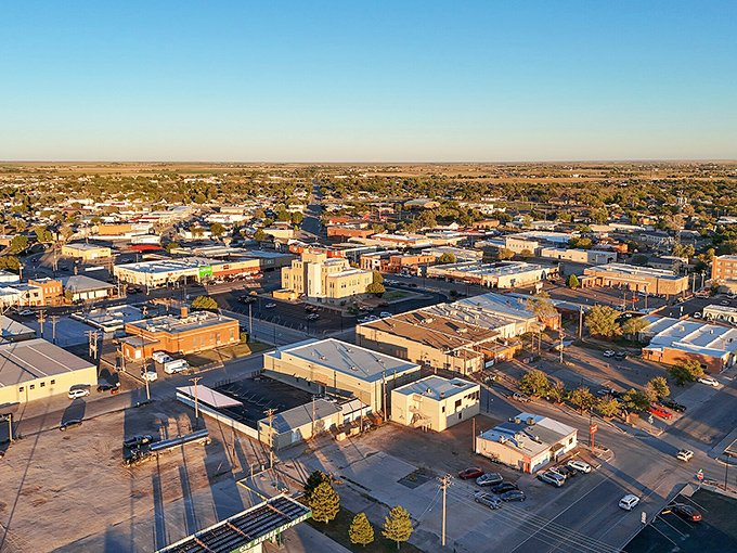 Downtown charm meets wide-open skies, proving that even the quietest towns can shine like hidden postcards.