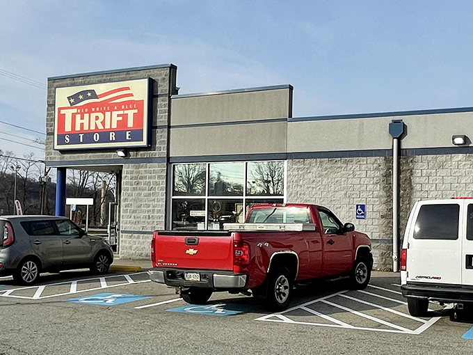 Red, white, and blue savings await behind these doors - patriotic bargain hunting at its finest.