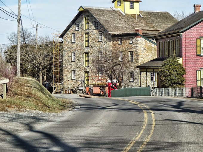 Stone mills and colorful buildings create a scene straight from a storybook that actually came to life.