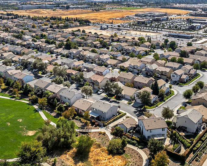 Suburban life thrives in Roseville, where quiet neighborhoods meet open parks and growing commercial spaces.
