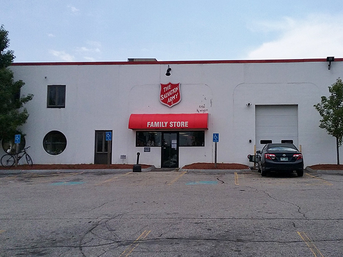 The Salvation Army's iconic shield promises both bargains inside and community support outside.