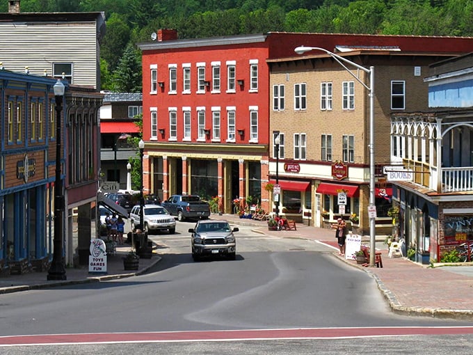 Saranac Lake's main street curves gently through the Adirondacks, inviting you to slow down and breathe.