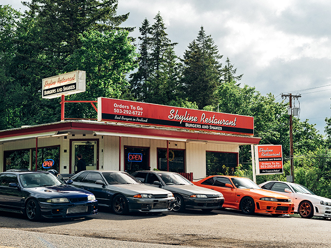 Skyline's unassuming exterior hides burger greatness within. Car enthusiasts know: great engines and great burgers often share humble homes.