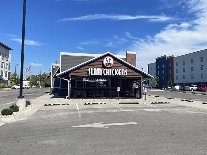 Slim Chickens' modern storefront might look corporate, but that chicken inside is anything but ordinary.