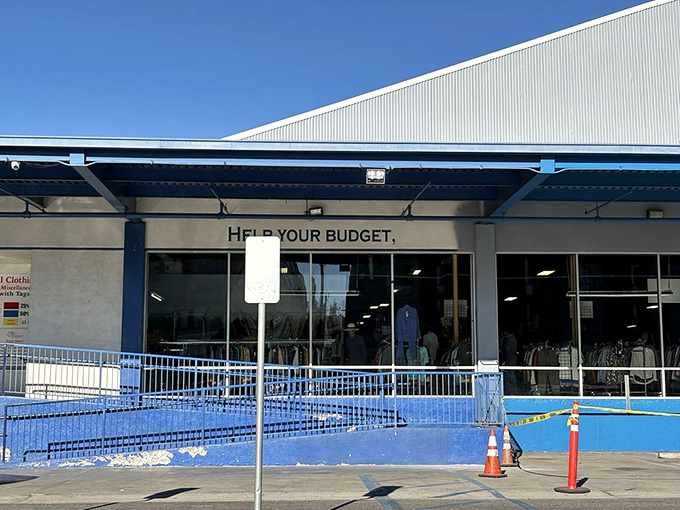 St. Vincent de Paul's blue and white facade stands ready to serve bargain hunters while supporting community outreach.