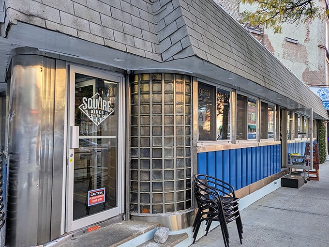 Square Diner's sleek exterior blends modern style with timeless comfort food traditions perfectly.