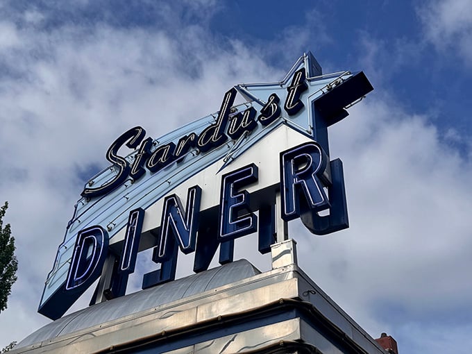Stardust's gleaming chrome and iconic blue sign transport you to the golden age of diners before you even taste their legendary milkshakes.