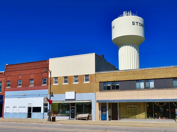 Story City's water tower announces this Scandinavian gem where heritage meets modern small-town living perfectly.