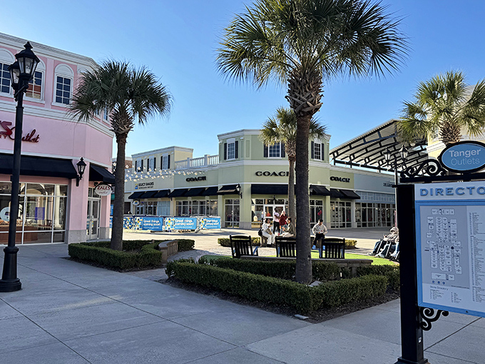 Traditional architecture meets modern retail in this charming setting where shopping feels like pure pleasure.