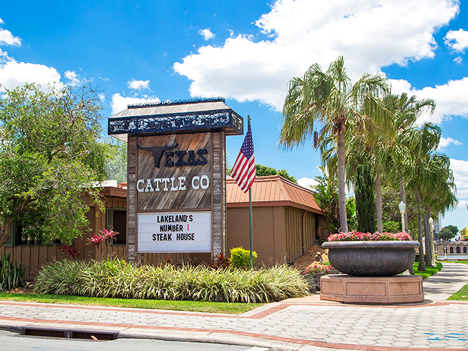 Texas Cattle Company's rustic charm and American flag say it all &ndash; serious steaks served with a side of patriotic pride.