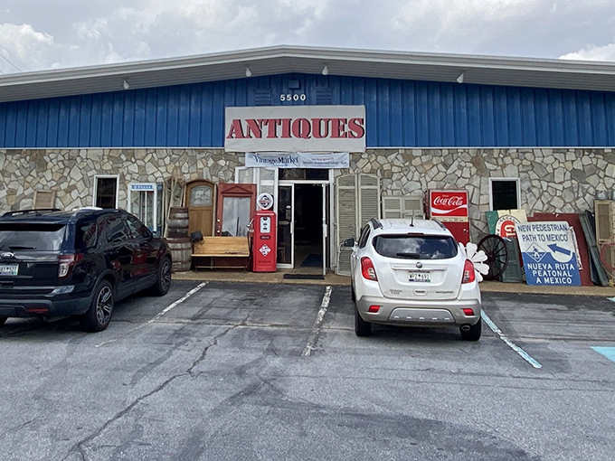 Blue and stone never looked so inviting - this building practically begs you to come inside and explore. 