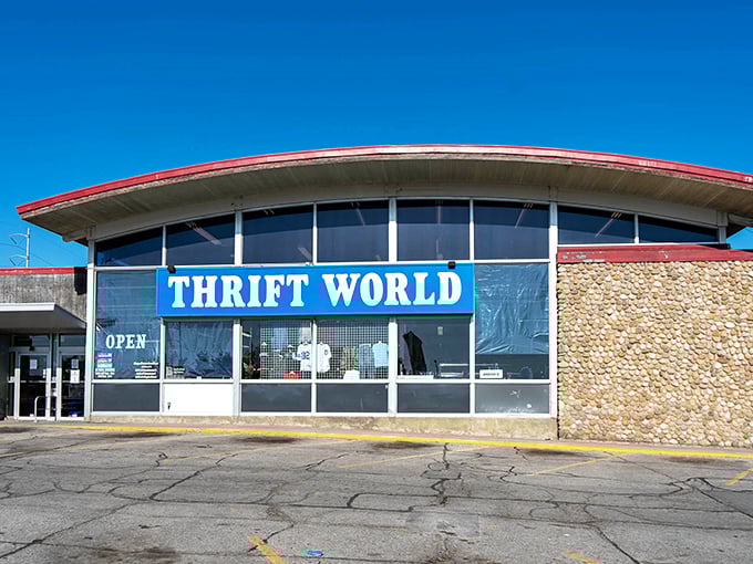 This curved architectural gem houses a world of secondhand treasures behind its distinctive facade.