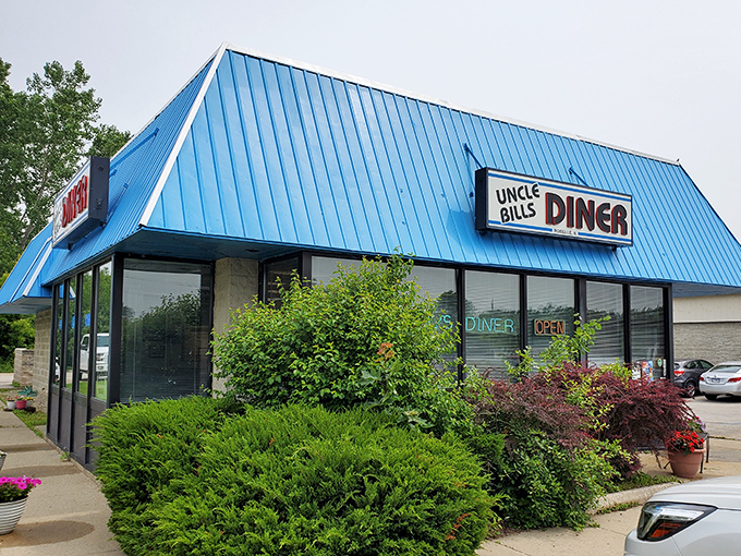 That brilliant blue roof signals you've found Uncle Bill's &ndash; a splash of color housing serious breakfast skills.