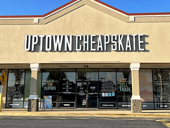 Uptown Cheapskate's clean, modern storefront promises a more curated thrifting experience. Secondhand shopping gets an upgrade!