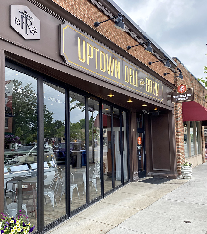 Uptown Deli and Brew's sleek exterior hints at its perfect marriage of craft beer and classic sandwiches.