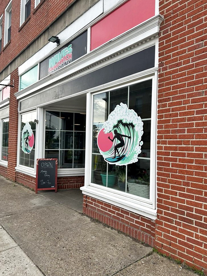 Waves Sandwich Company brings a splash of coastal cool to Hopewell. That surfer logo promises fresh flavors ahead.
