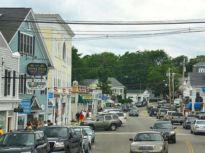 Wolfeboro's downtown invites exploration, where American flags flutter above streets that have welcomed summer visitors for over two centuries.