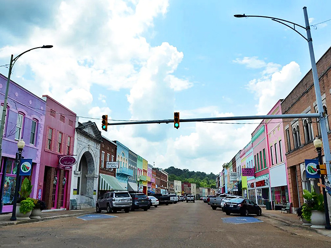 Yazoo City's colorful downtown buildings prove that affordable living can still be absolutely charming.