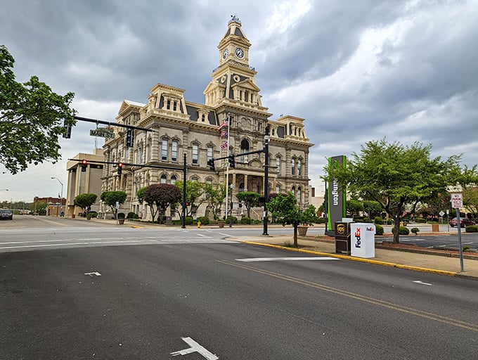 Zanesville's grand buildings look like they're still waiting for men in bowler hats to emerge for their lunch break.