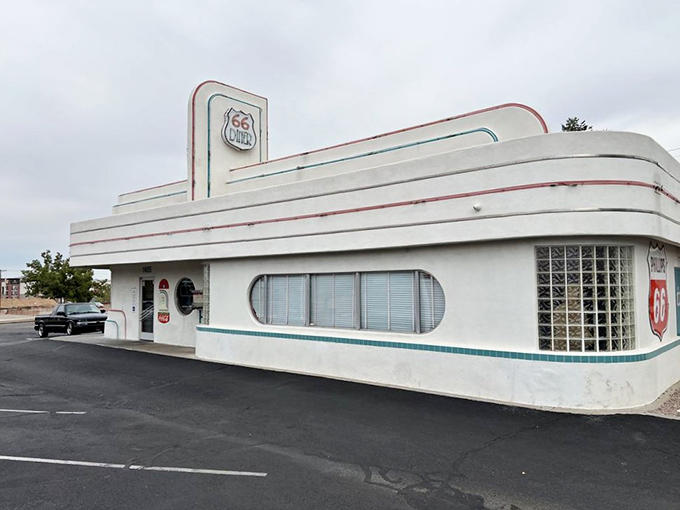 White curves and red trim create a timeless silhouette that beckons hungry travelers from miles away. 