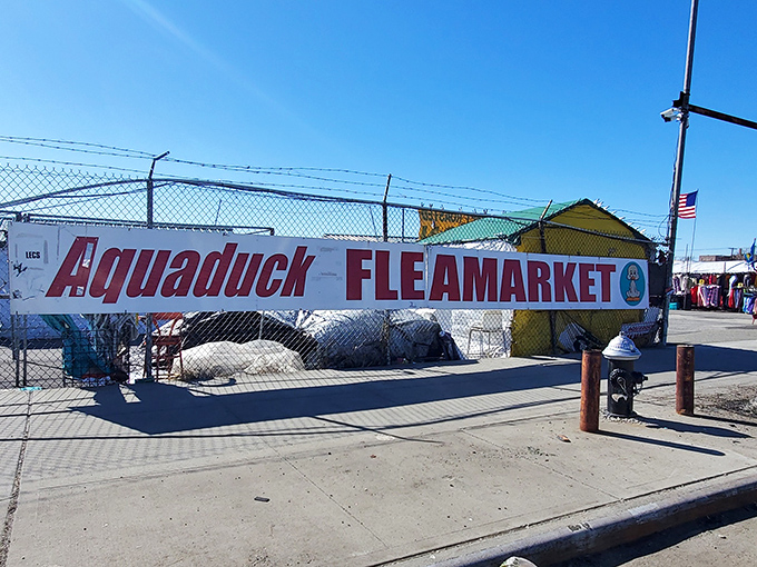The bright red signage beckons bargain hunters into a world of endless possibilities.