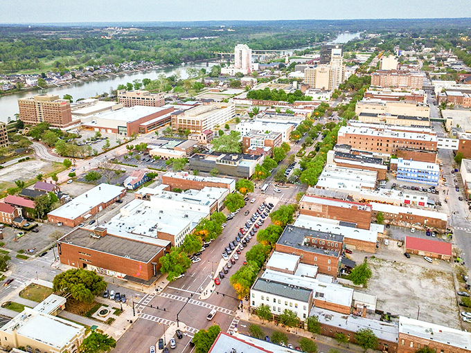 Downtown Augusta spreads out like a well-planned retirement dream, complete with historic charm and modern convenience stores.
