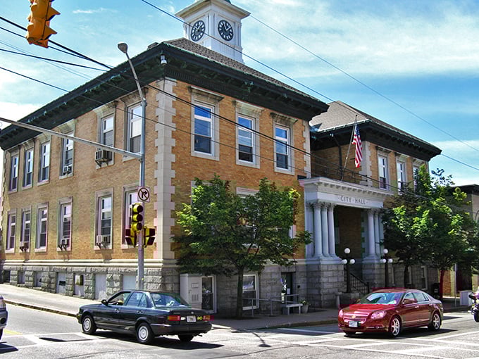 City hall stands proud in a community where government workers and families eat well affordably.