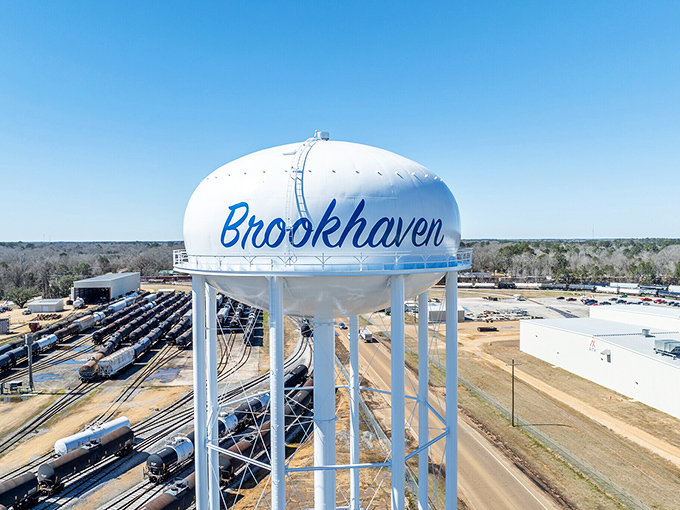 Water towers become landmarks when they proudly display a town's name like a badge of honor.