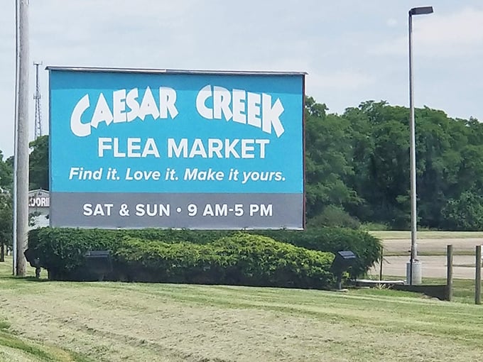 Caesar Creek's cheerful sign captures the pure joy of finding something special at unbeatable prices.