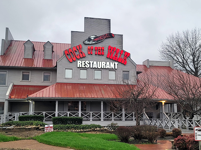 Cock of the Walk (wider view): "Southern charm on display. The fountain adds a touch of class to this catfish kingdom that's been satisfying Nashville for decades."