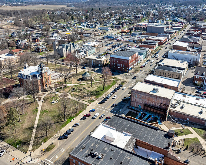 The view from above shows Coshocton's thoughtful layout&mdash;a place where you can actually find everything without consulting GPS.
