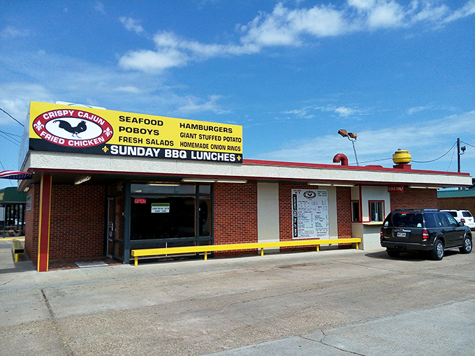 "Home of the Big Chicken" isn't just a slogan &ndash; it's a mission statement written in eye-catching yellow and red.
