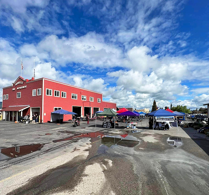 The Saturday market buzzes with local energy, where mountain-fresh produce meets genuine Idaho hospitality and friendly conversation.