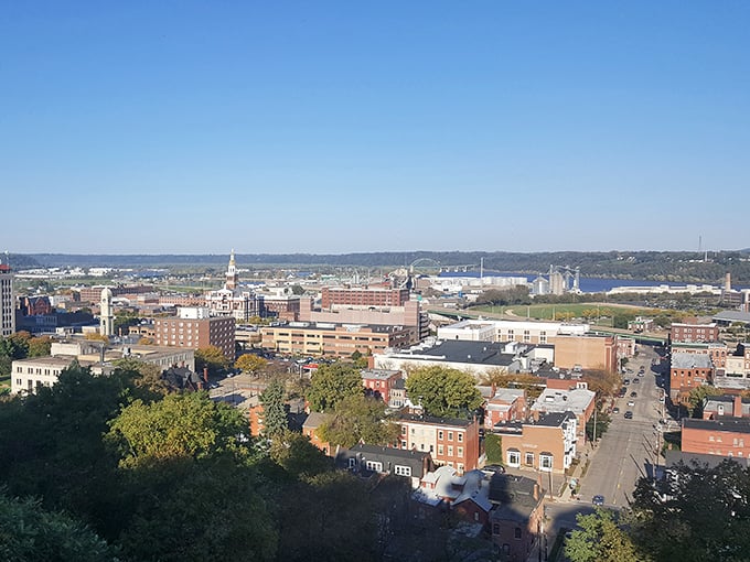 Dubuque's downtown buildings stand like sentinels guarding the secret of Iowa's affordable living.