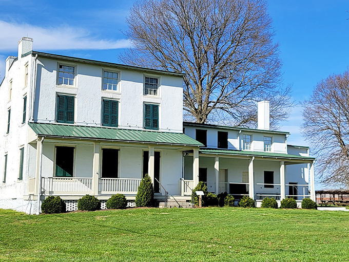 This stately home in Elkton stands as a quiet witness to Maryland&rsquo;s past, its green shutters and wraparound porch echoing a simpler era.