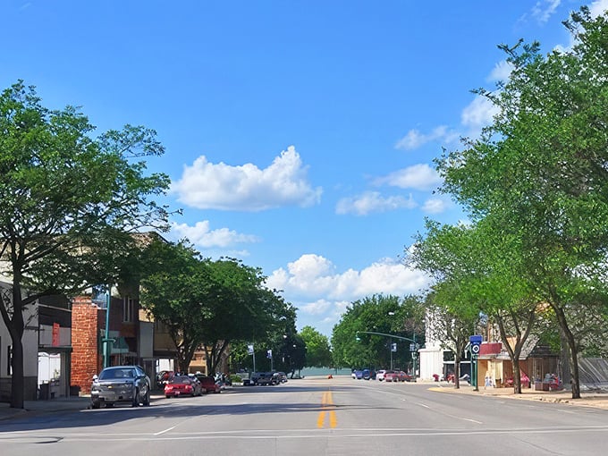 Downtown Emmetsburg on a perfect day. The kind of place where you might actually use your car's turn signal out of politeness, not necessity.