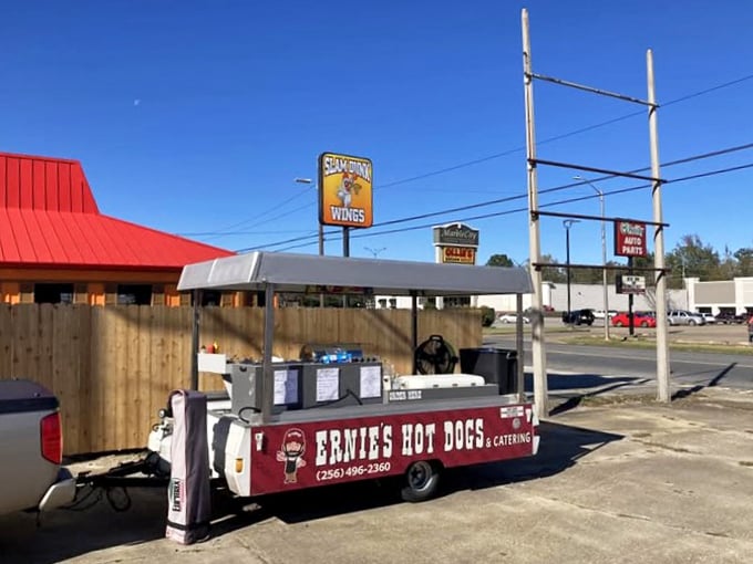 This mobile hot dog stand proves that sometimes the best kitchens have wheels instead of walls.