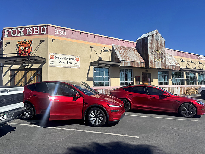 The weathered wood and vintage vibe of Fox BBQ promise the kind of authenticity that can't be faked.