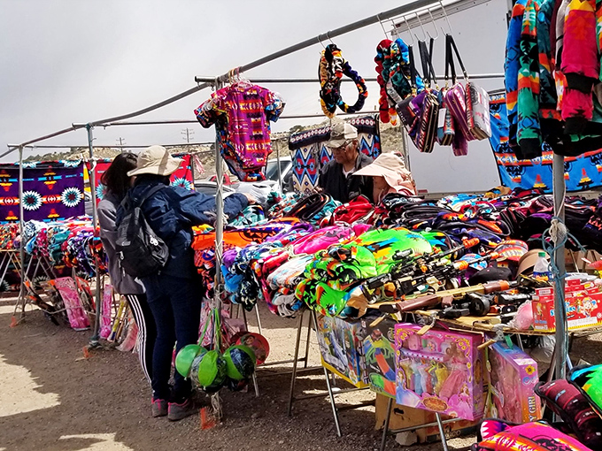 A rainbow explosion of southwestern textiles and crafts creates a feast for the eyes at Gallup's market.