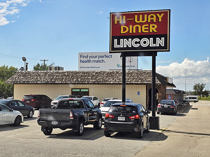When the parking lot stays this busy, you know the pancakes inside are worth every mile.