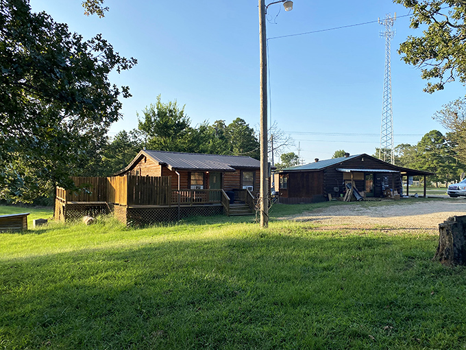 Hochatown's lakeside cabins dot the shoreline like a mountain resort that decided to vacation in Oklahoma instead.