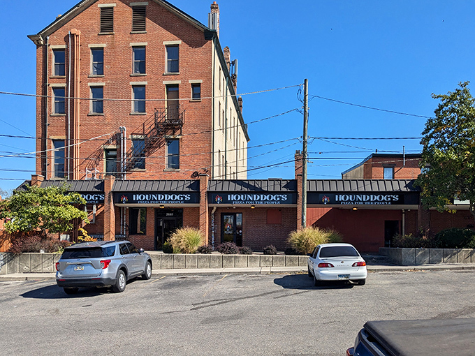 The historic brick building housing Hounddog's could tell stories - but with pizza this good, your mouth will be too full to listen.