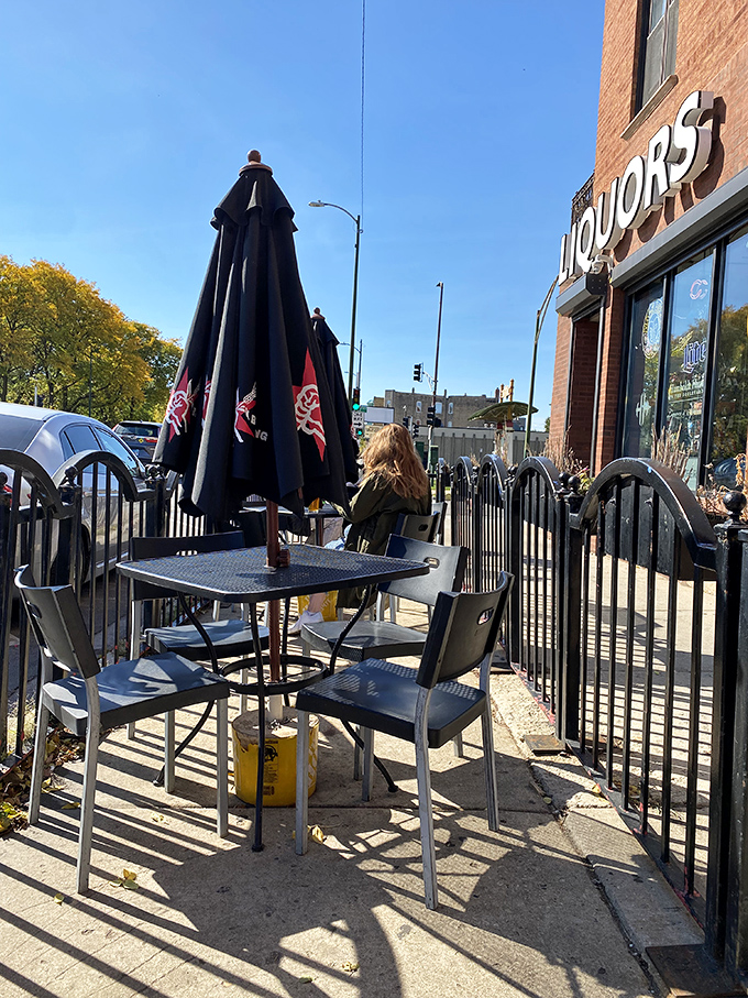 Urban oasis for sandwich lovers! Those patio tables at Humboldt Haus are prime real estate for people-watching between bites.